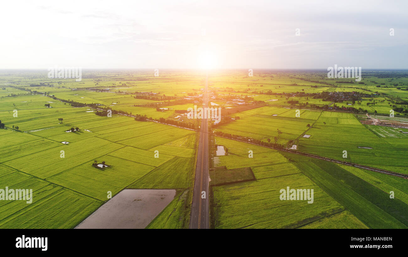 Aerial view over small village, Country roadside Stock Photo - Alamy