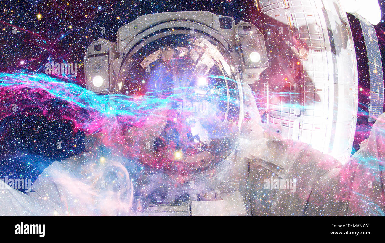 Astronaut in outer space. Science fiction art. Elements of this image ...