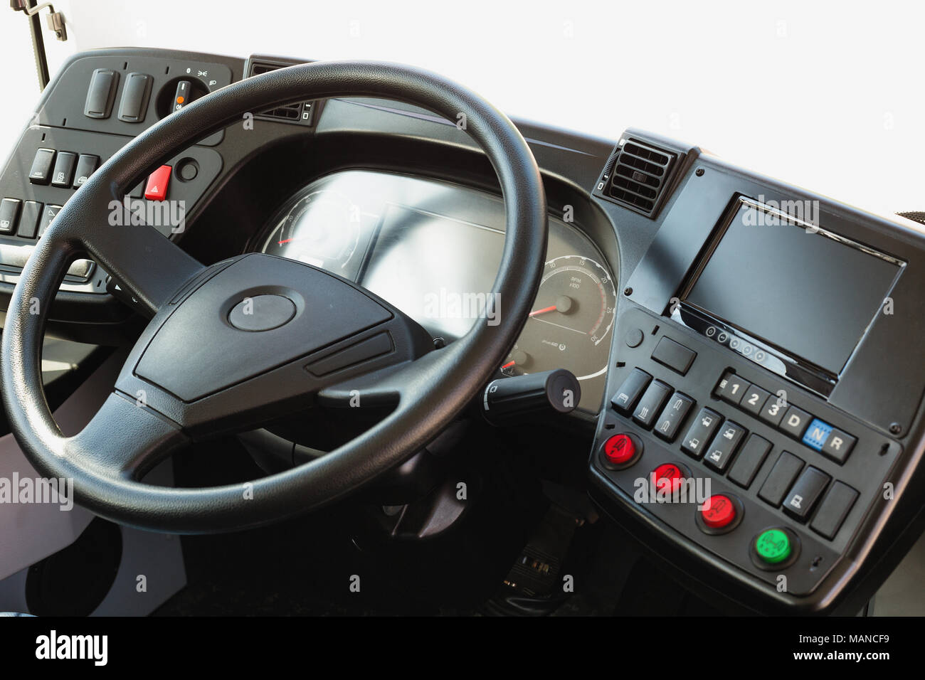 Modern automobile dashboard closeup. Screen multimedia system Stock ...