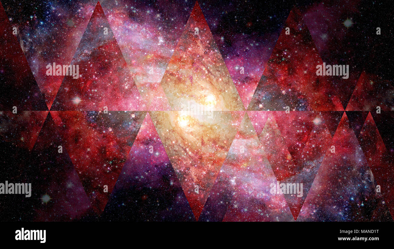 Universe, nebula, galaxy and the sacred geometry collage. Abstract ...