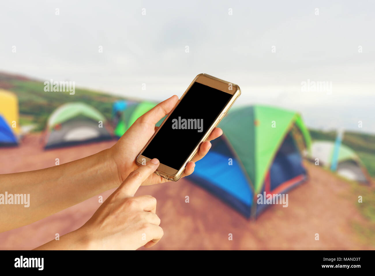 woman hand holding and touch screen of smartphone,tablet,cell phone ...