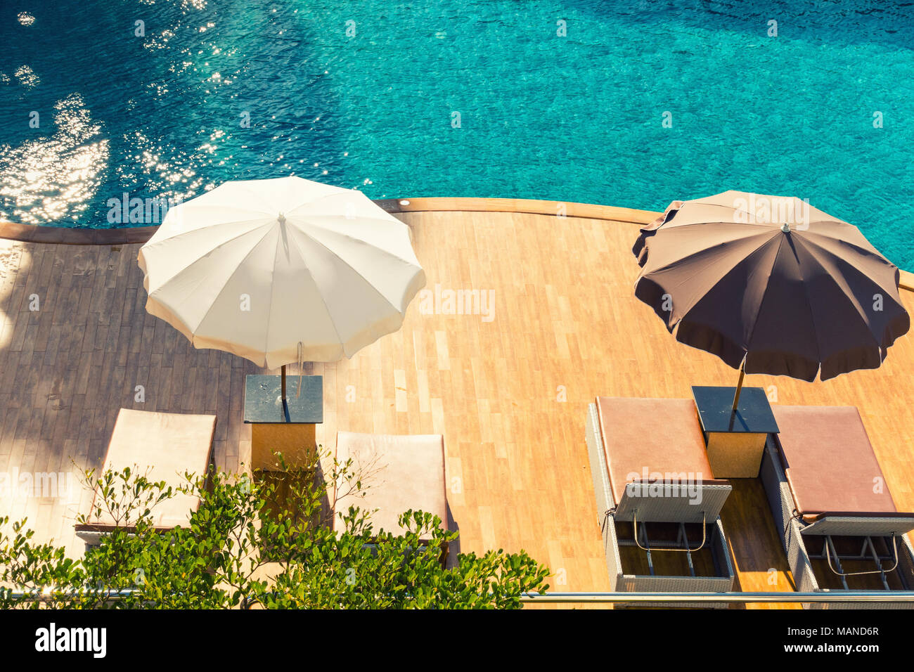 Luxury swimming pool and blue water on top view Stock Photo - Alamy