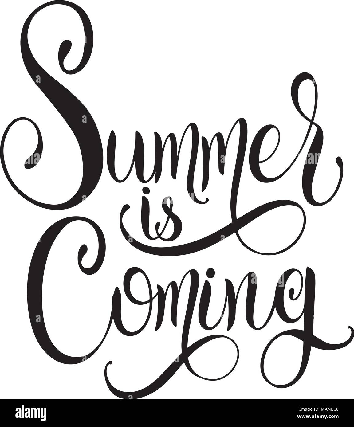 Summer is coming lettering. Elements for invitations, posters, greeting ...