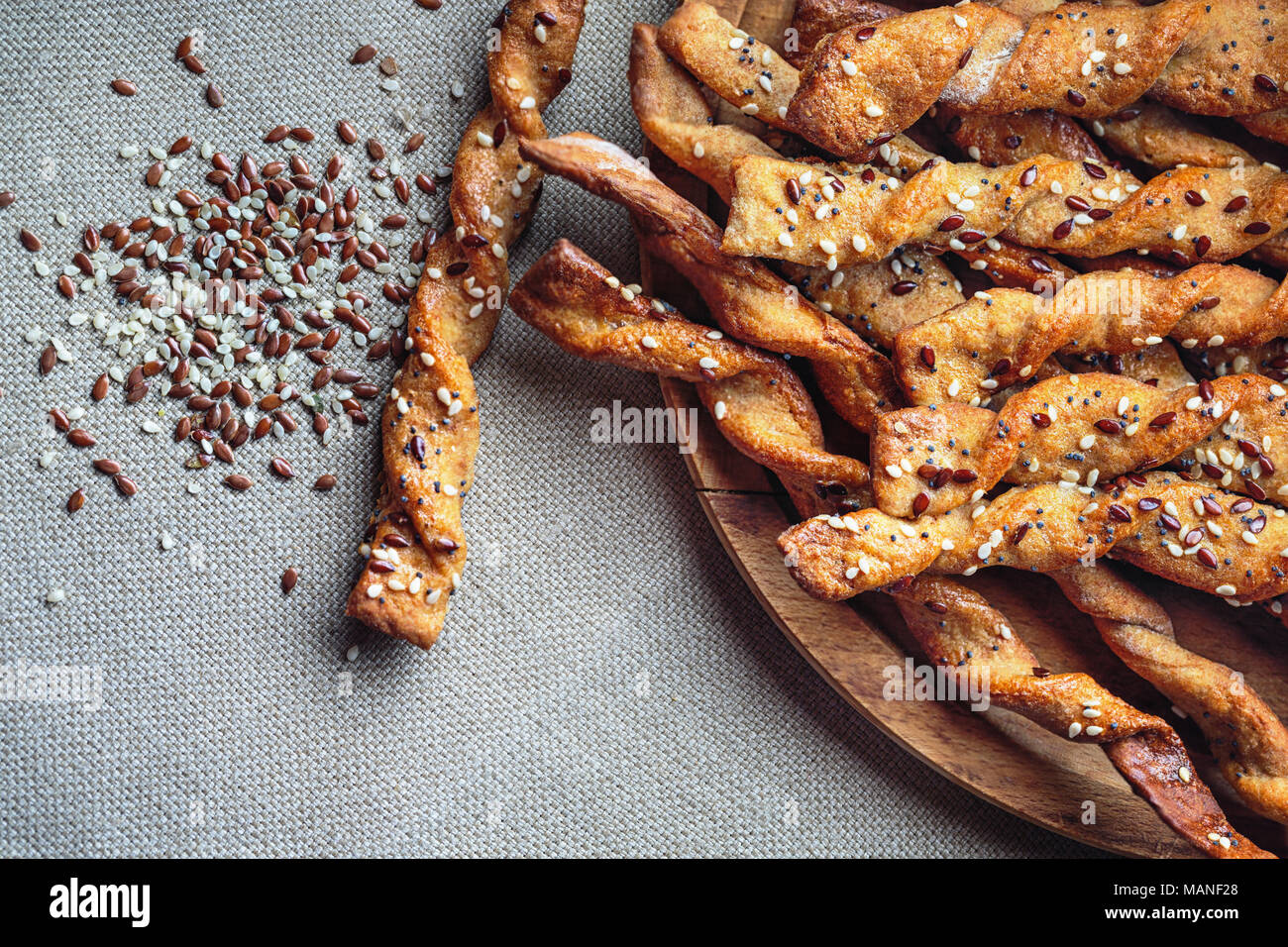 Freshly baked bread sticks with seeds Stock Photo - Alamy