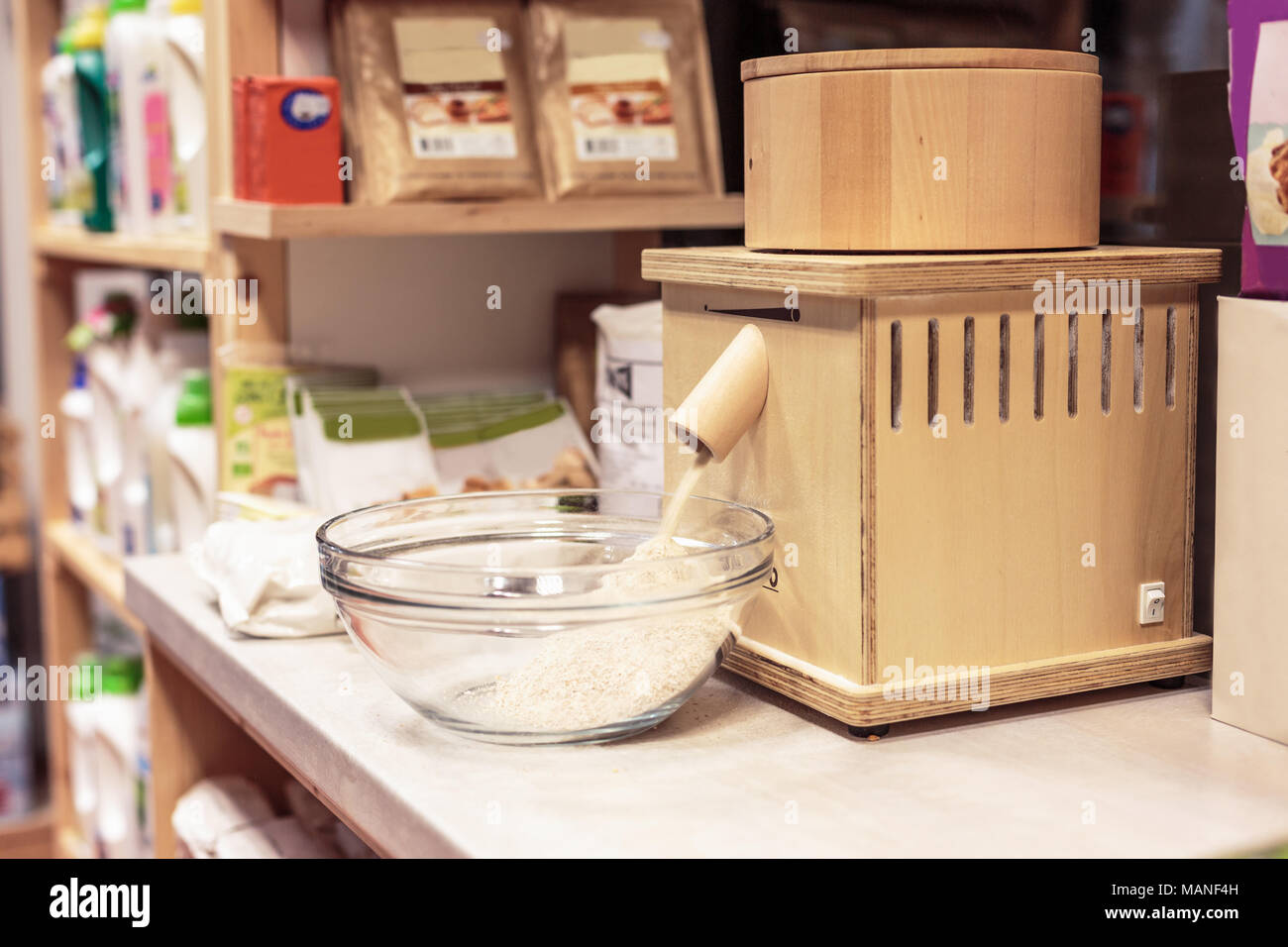 Organic products in healthy store interior Stock Photo - Alamy