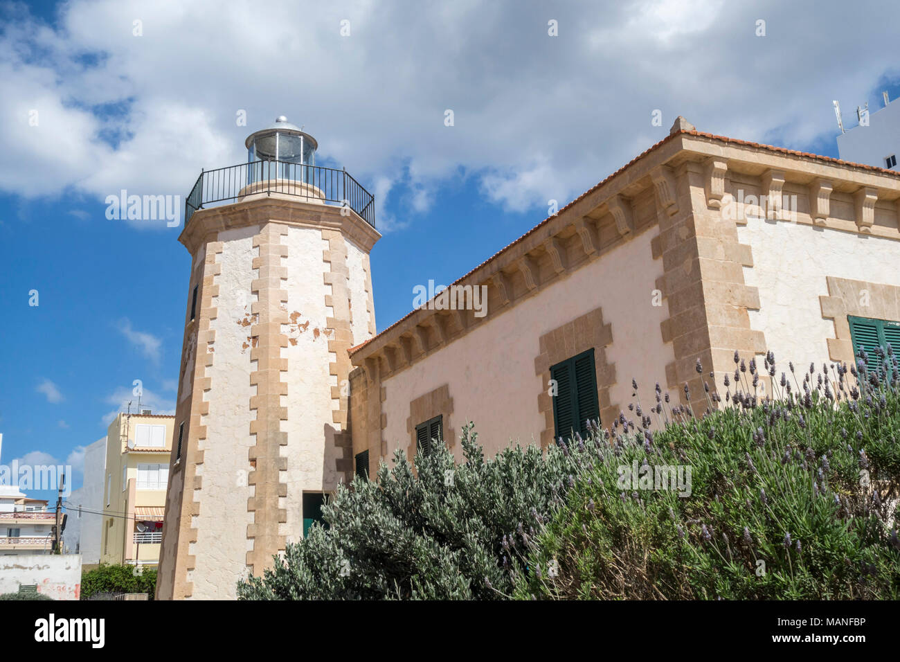 Old lighthouse, Far de Ses Coves Blanques, town of Sant Antoni, Ibiza ...