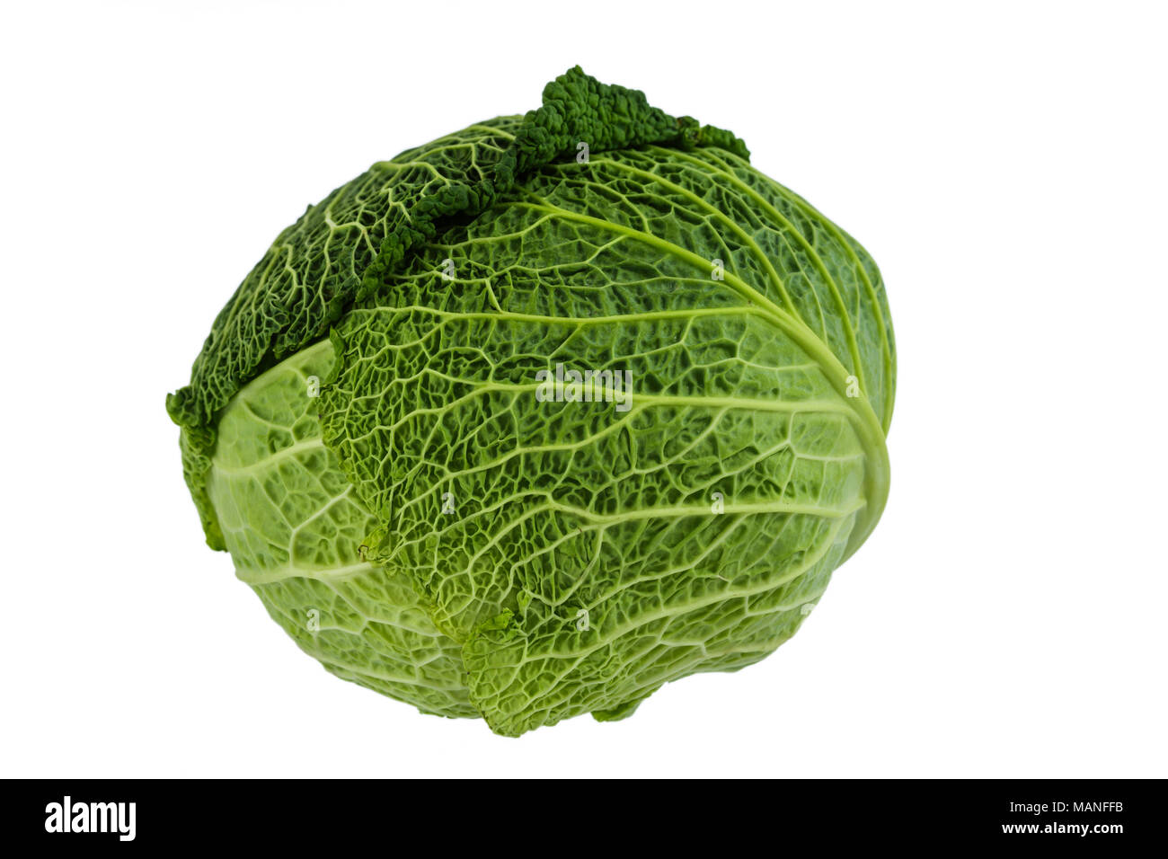 Green savoy cabbage isolated on white background Stock Photo - Alamy