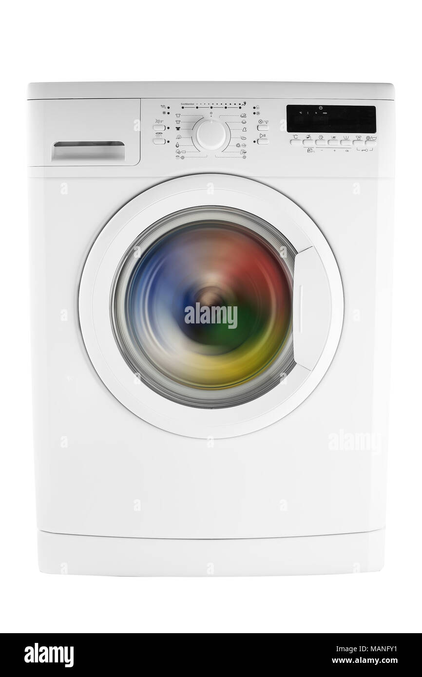 Washing machine isolated on white background Stock Photo - Alamy