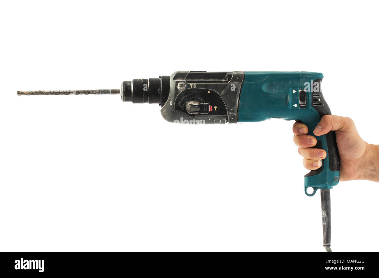 Electric drill, perforator isolated on white background Stock Photo - Alamy