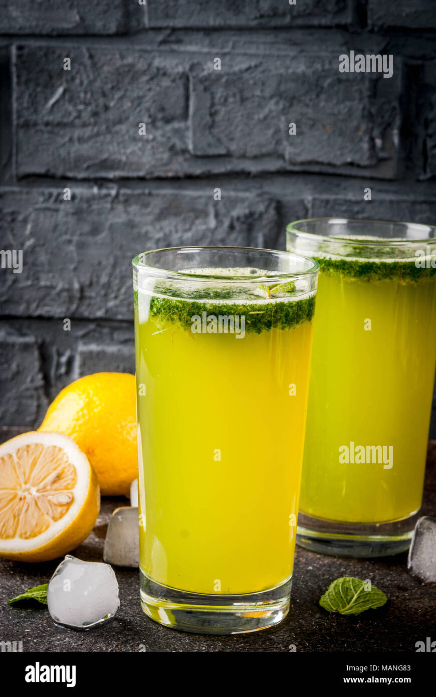 Indian traditional drink, Mint Masala Soda cocktail with lemon, mint ...
