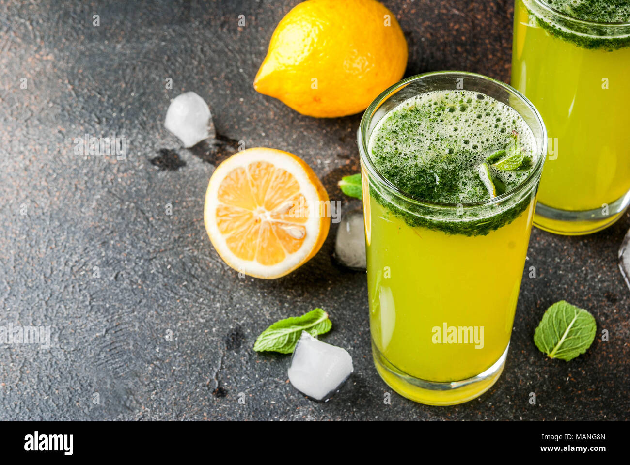Indian traditional drink, Mint Masala Soda cocktail with lemon, mint ...