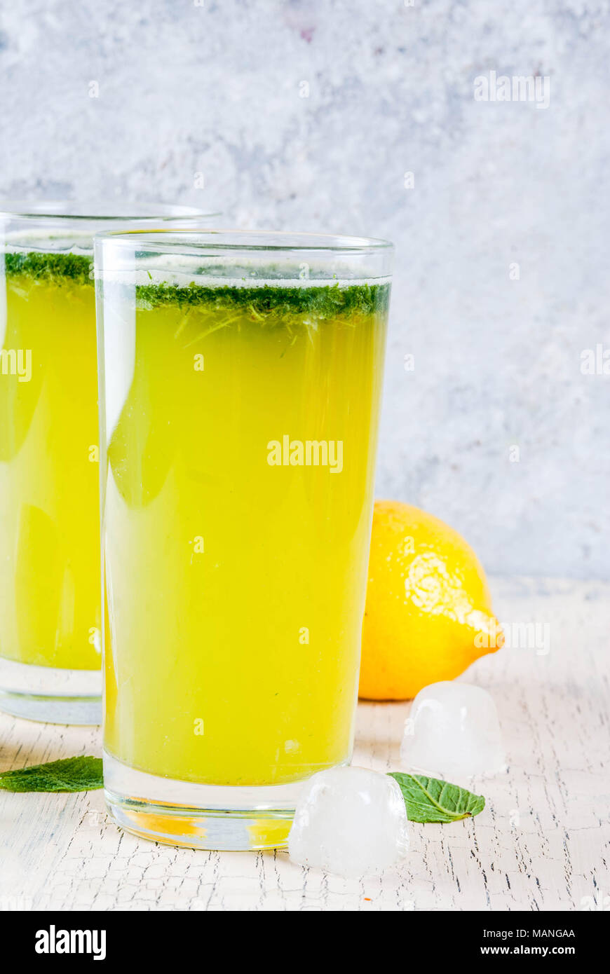 Indian traditional drink, Mint Masala Soda cocktail with lemon, mint ...