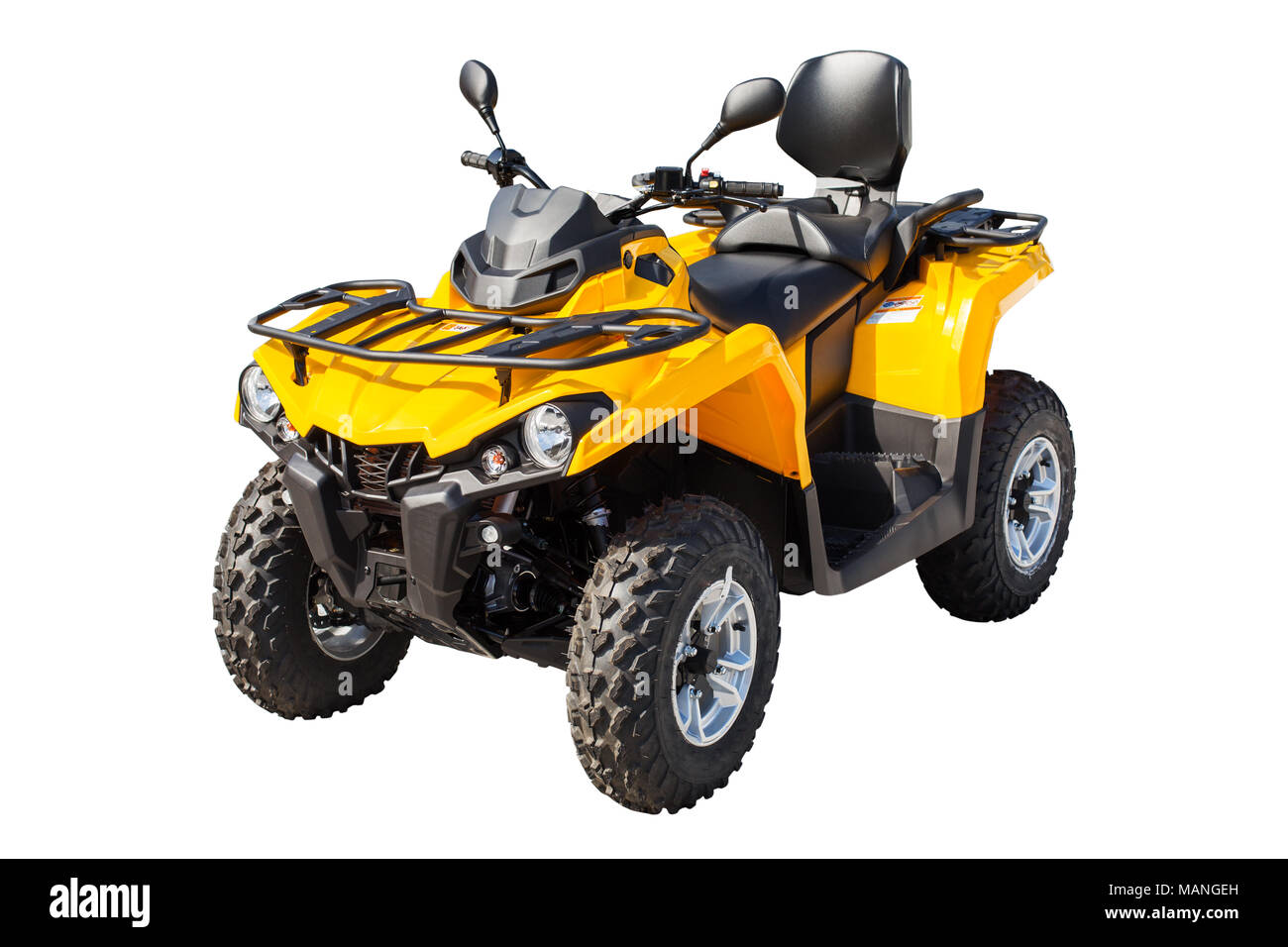 Yellow ATV quadbike isolated on white background with clipping path ...