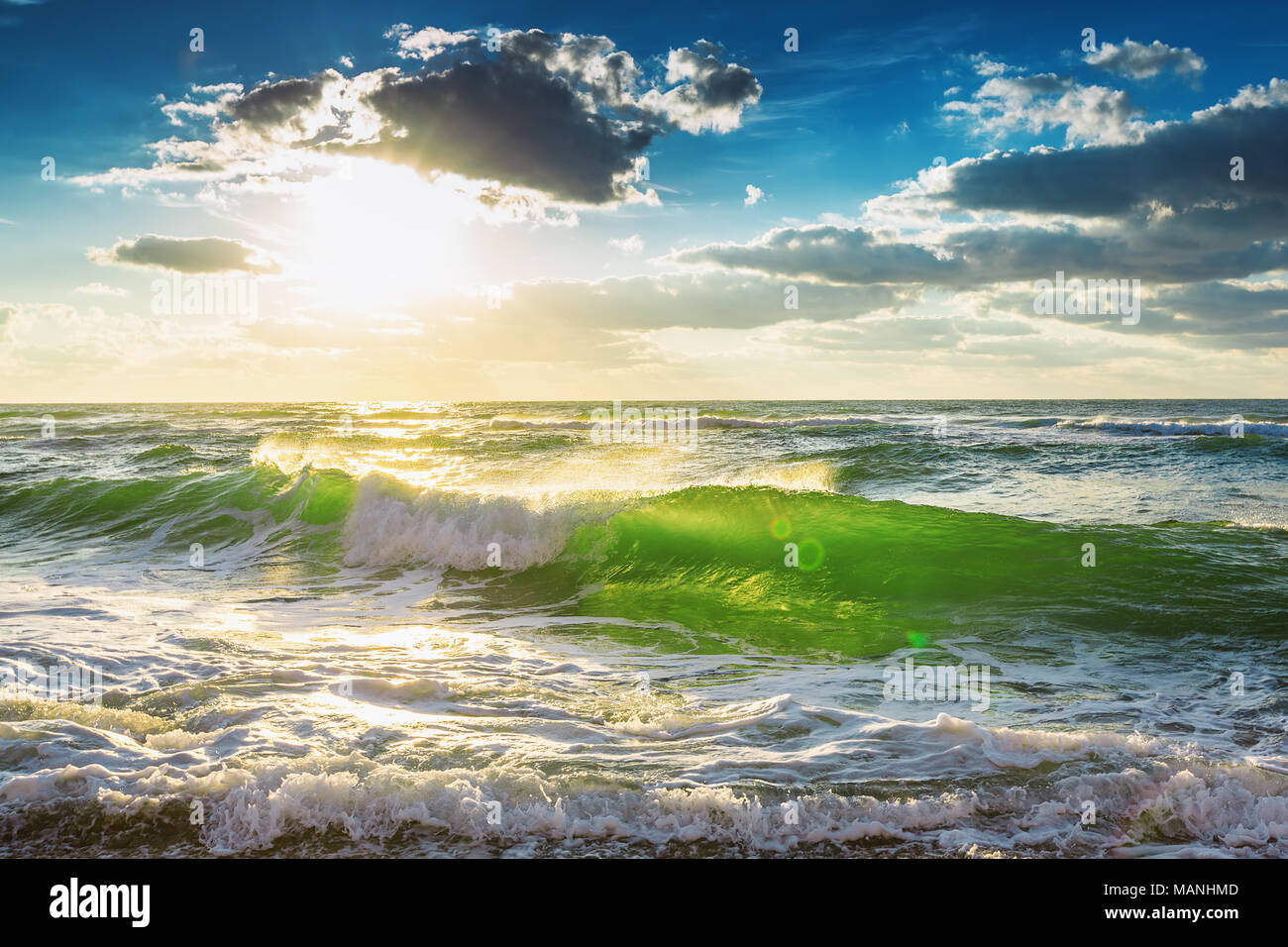 Beautiful shot sunbeam over sea hi-res stock photography and images - Alamy
