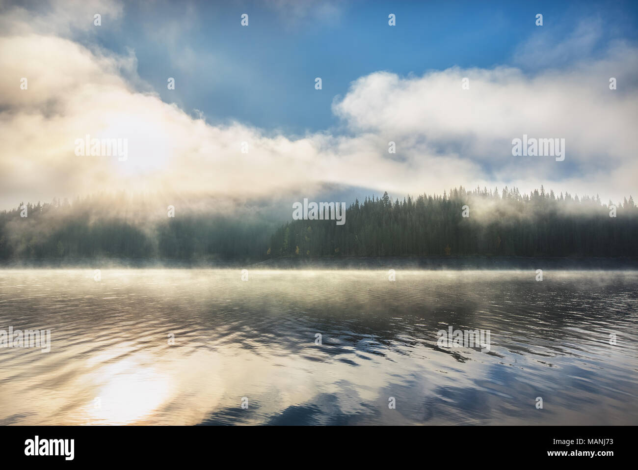 Spring scenery sunrise mountain lake hi-res stock photography and ...