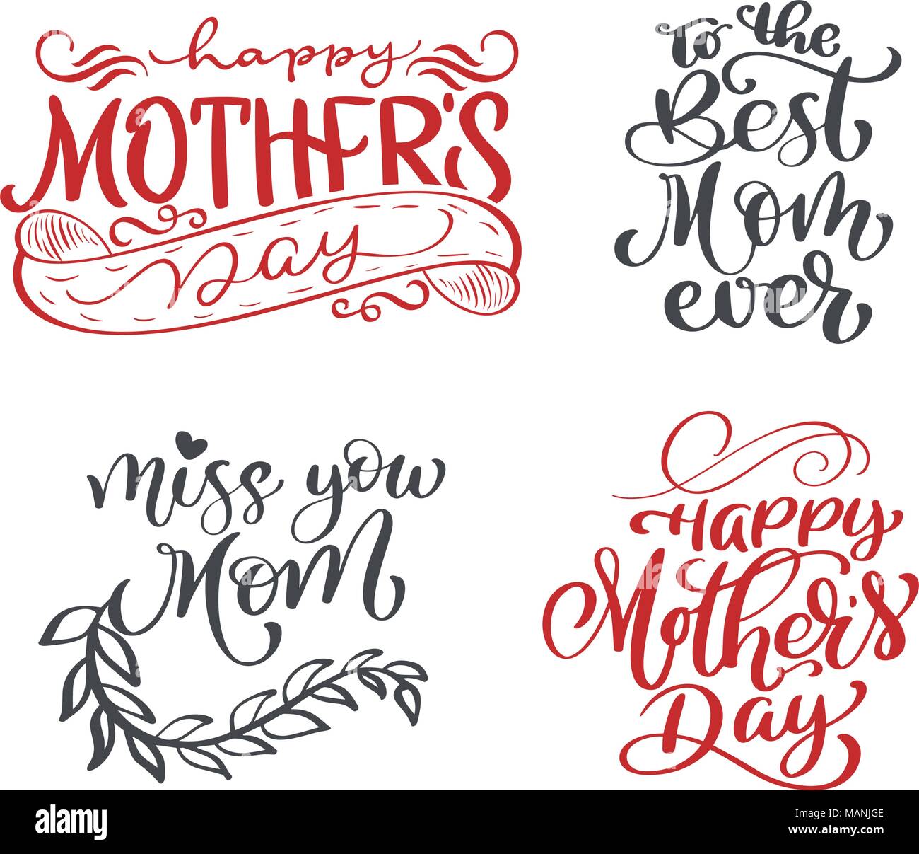 happy mothers day set Hand drawn lettering quotes. Vector t-shirt or ...