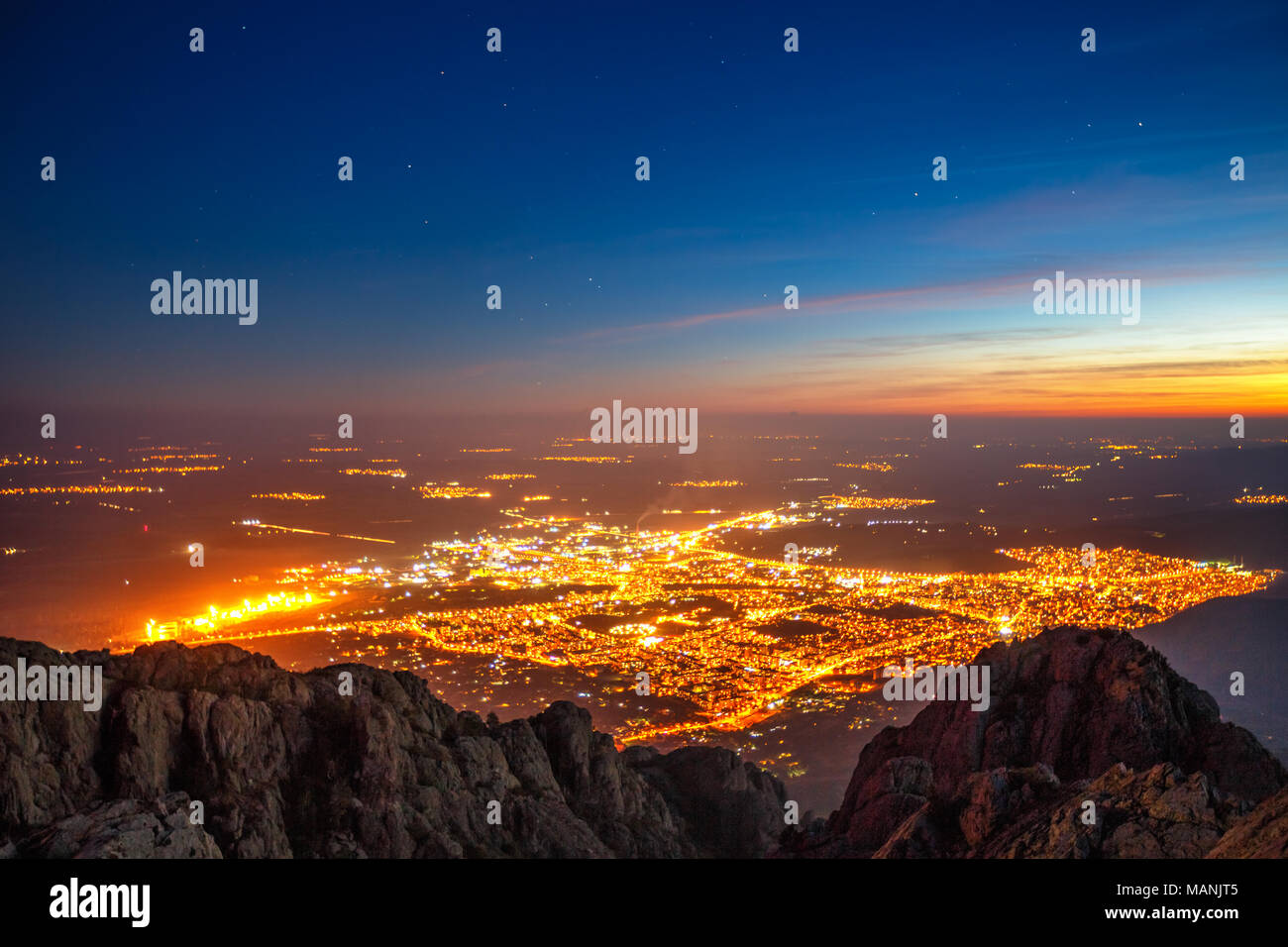 Moonlight night sky stars buildings hi-res stock photography and images ...