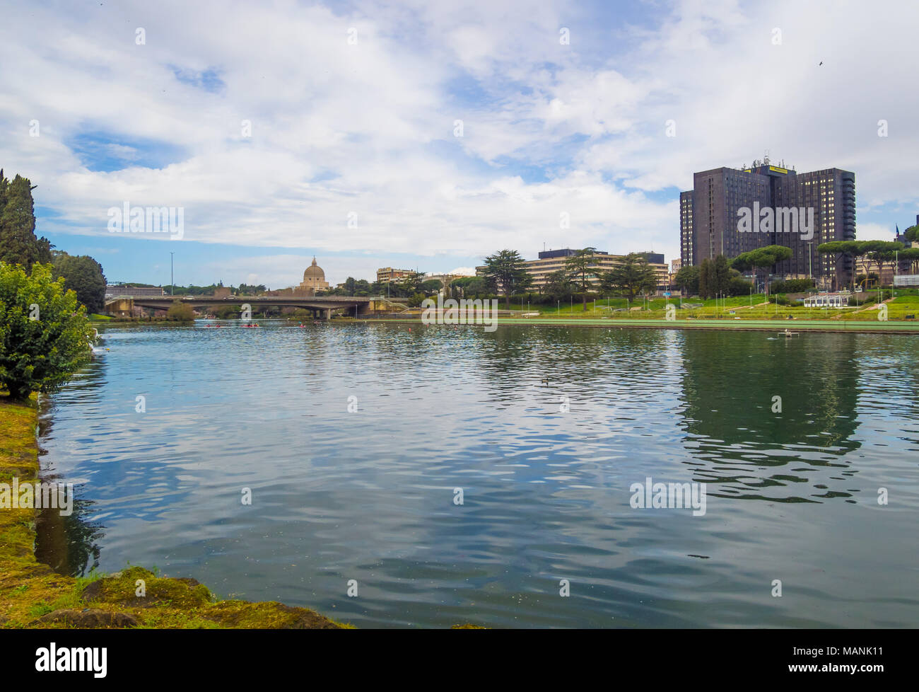 Rome, Italy - The artificial waterfall in the big fountain of EUR ...