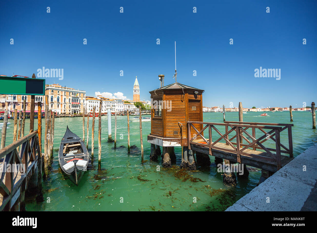 Venice, Italy. View from gondola during the ride through the canals ...