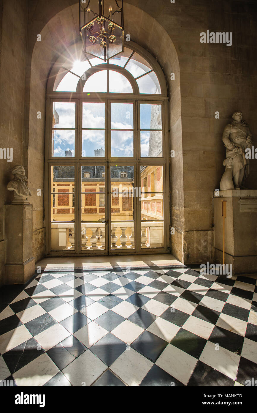 Luxury palace glass windows in Versailles palace, France Stock Photo ...