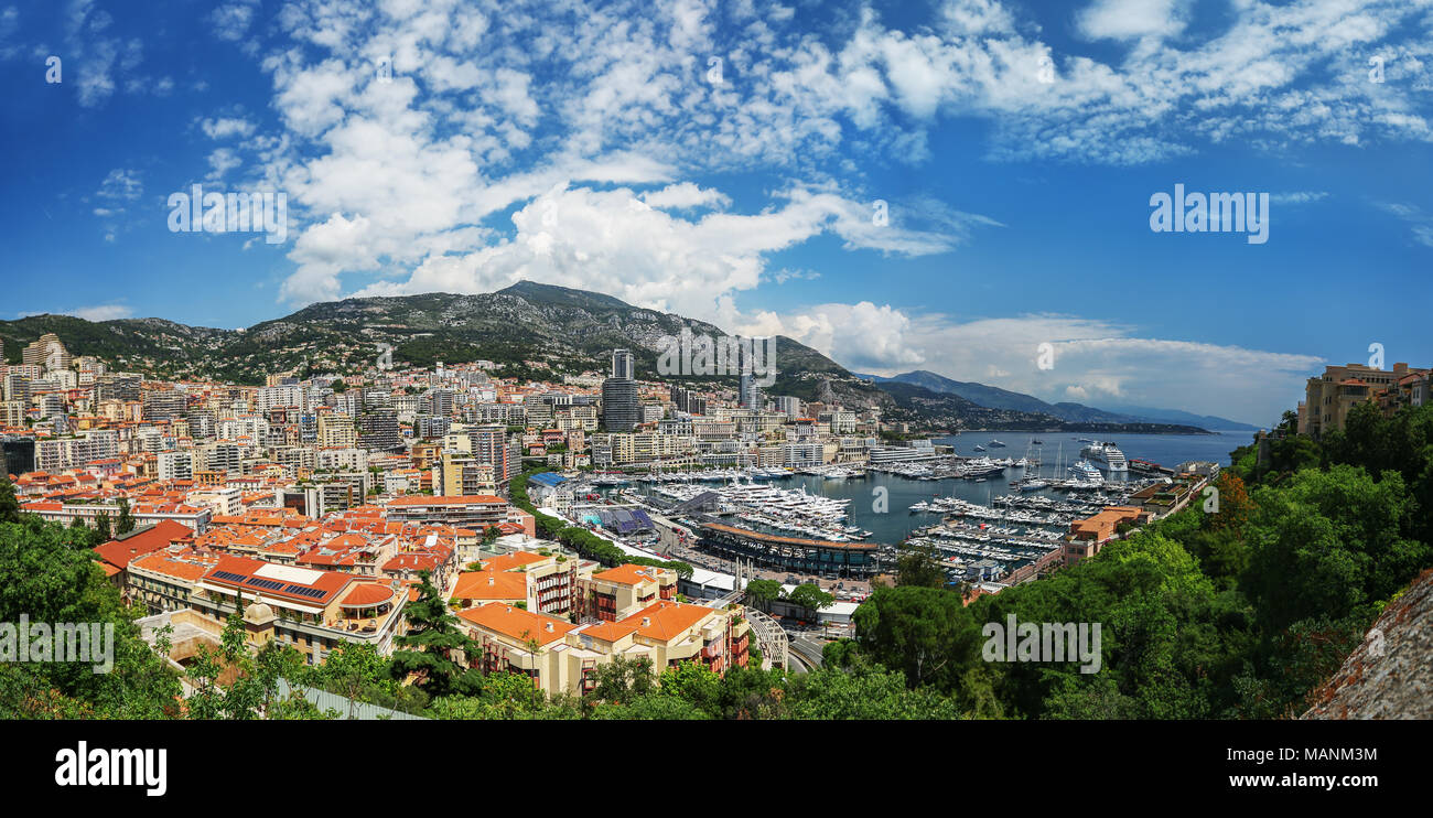 Panoramic view of Monte Carlo harbour in Monaco Stock Photo - Alamy