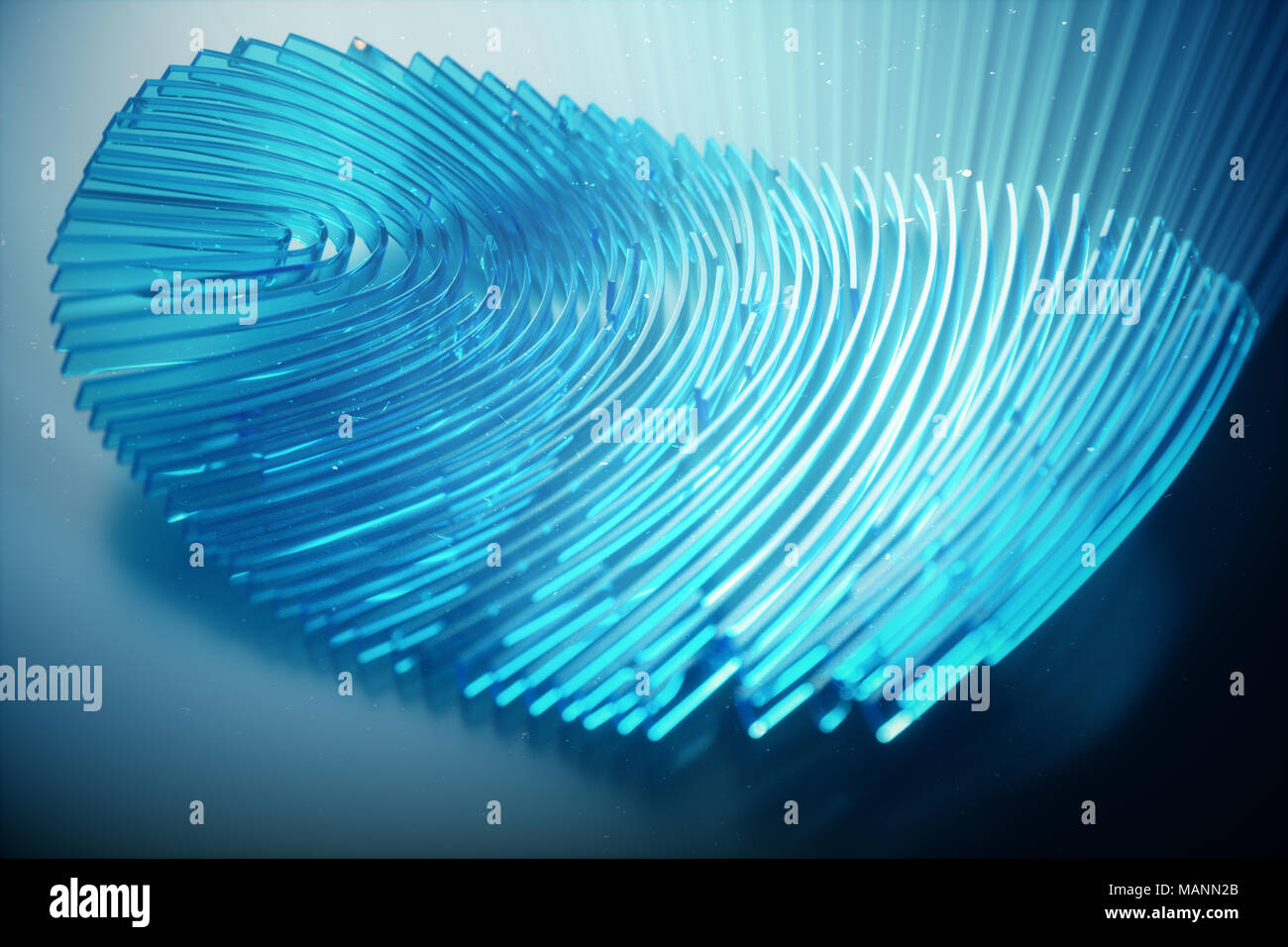 3D illustration Fingerprint scan provides security access with ...