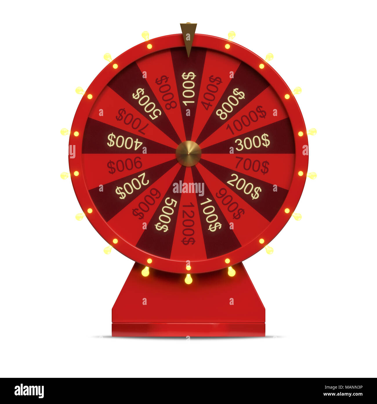 3d illustration red wheel of luck or fortune. Realistic spinning ...