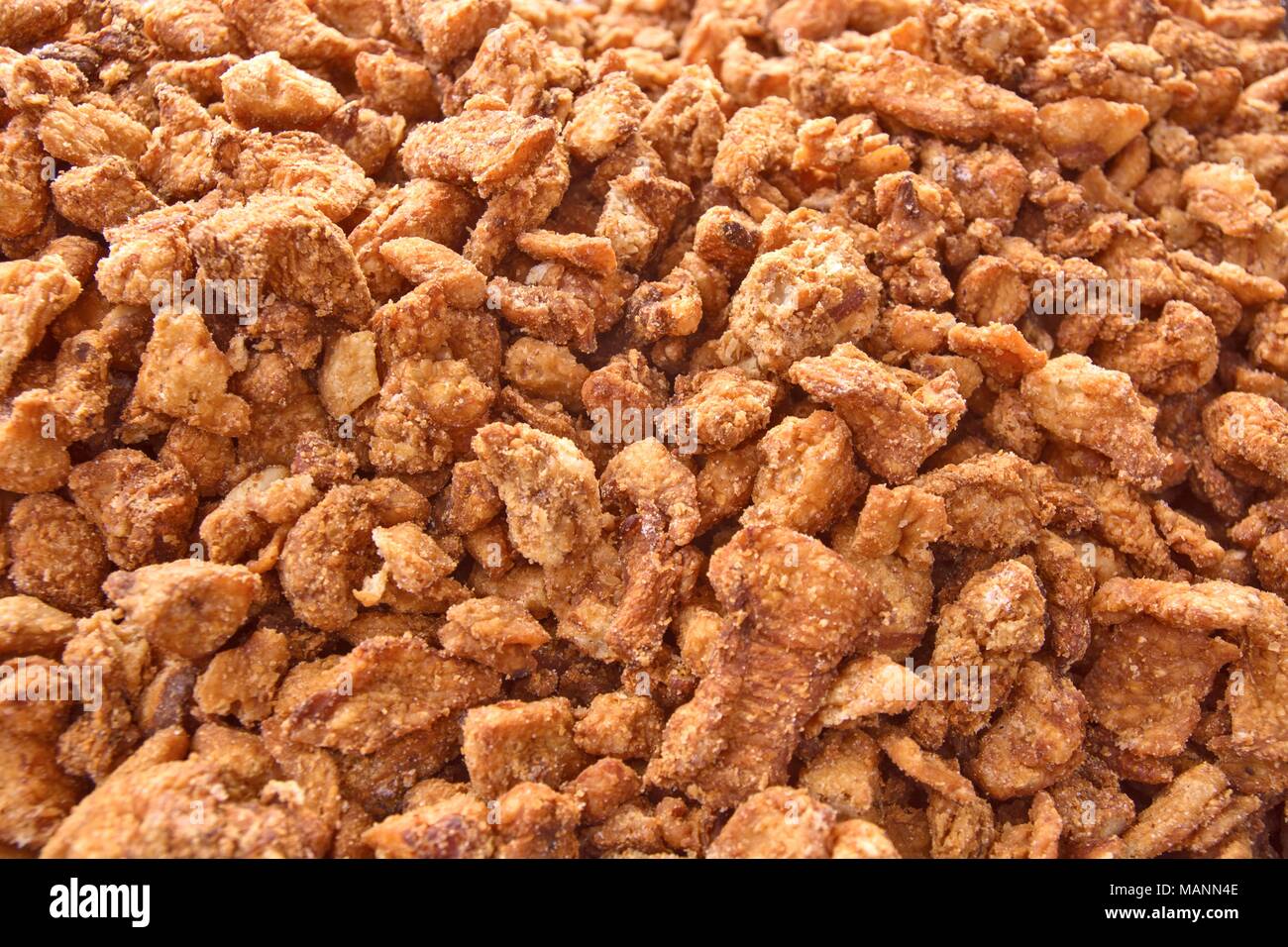 Fresh homemade pork cracklings exposed for sale Stock Photo - Alamy