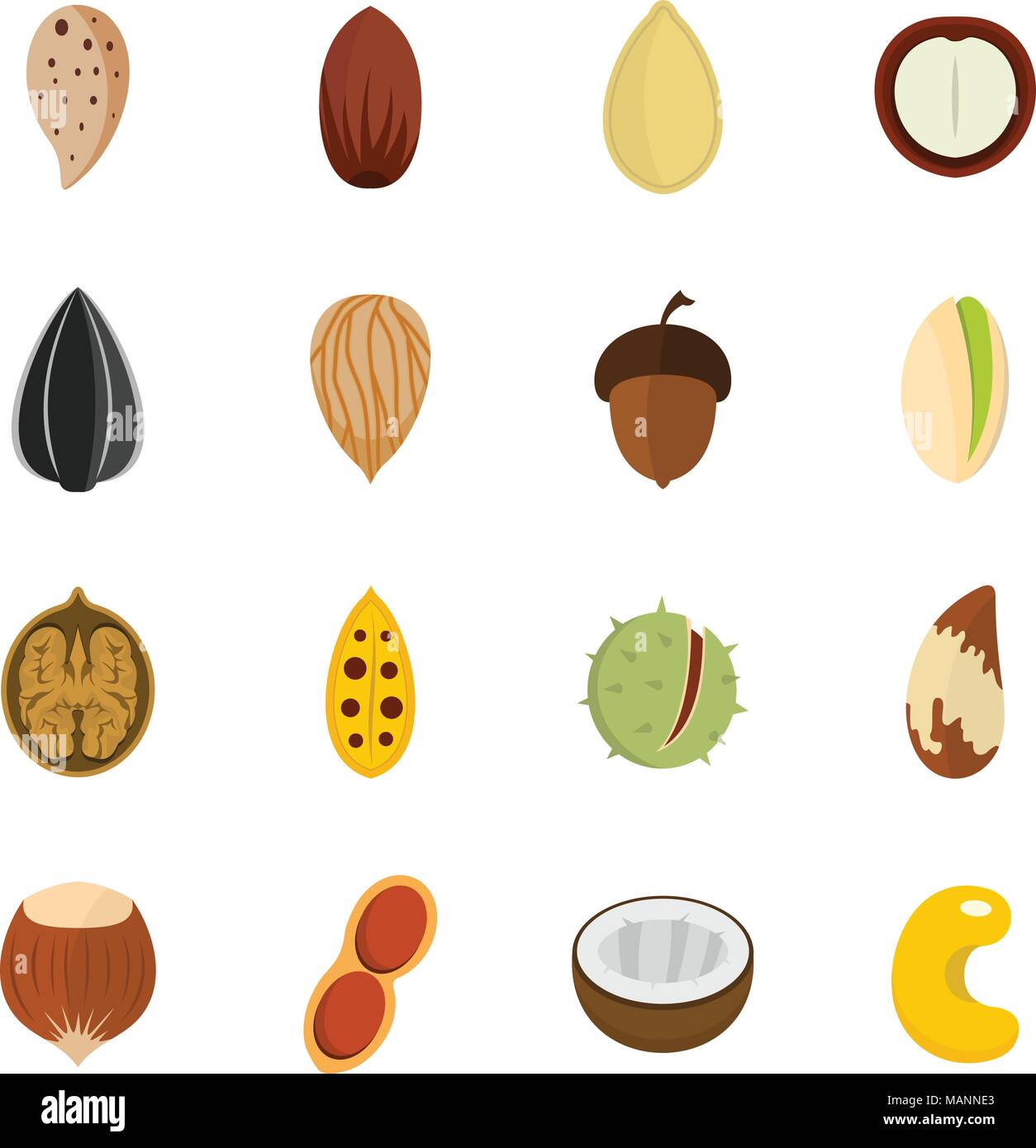 Nuts icons set vector flat Stock Vector Image & Art - Alamy