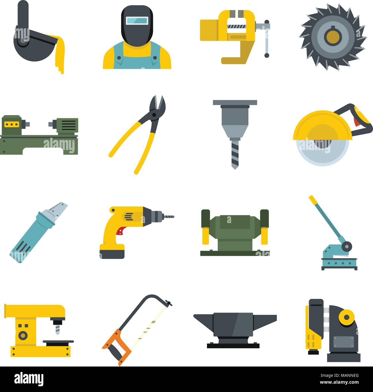 Metal working icons set vector flat Stock Vector Image & Art - Alamy