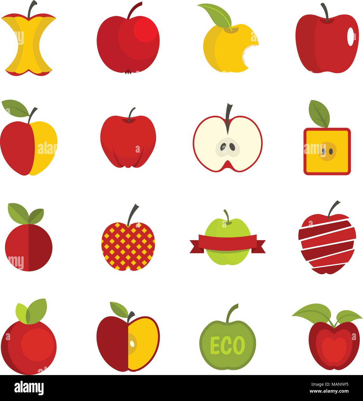 Apple icons set vector flat Stock Vector Image & Art - Alamy
