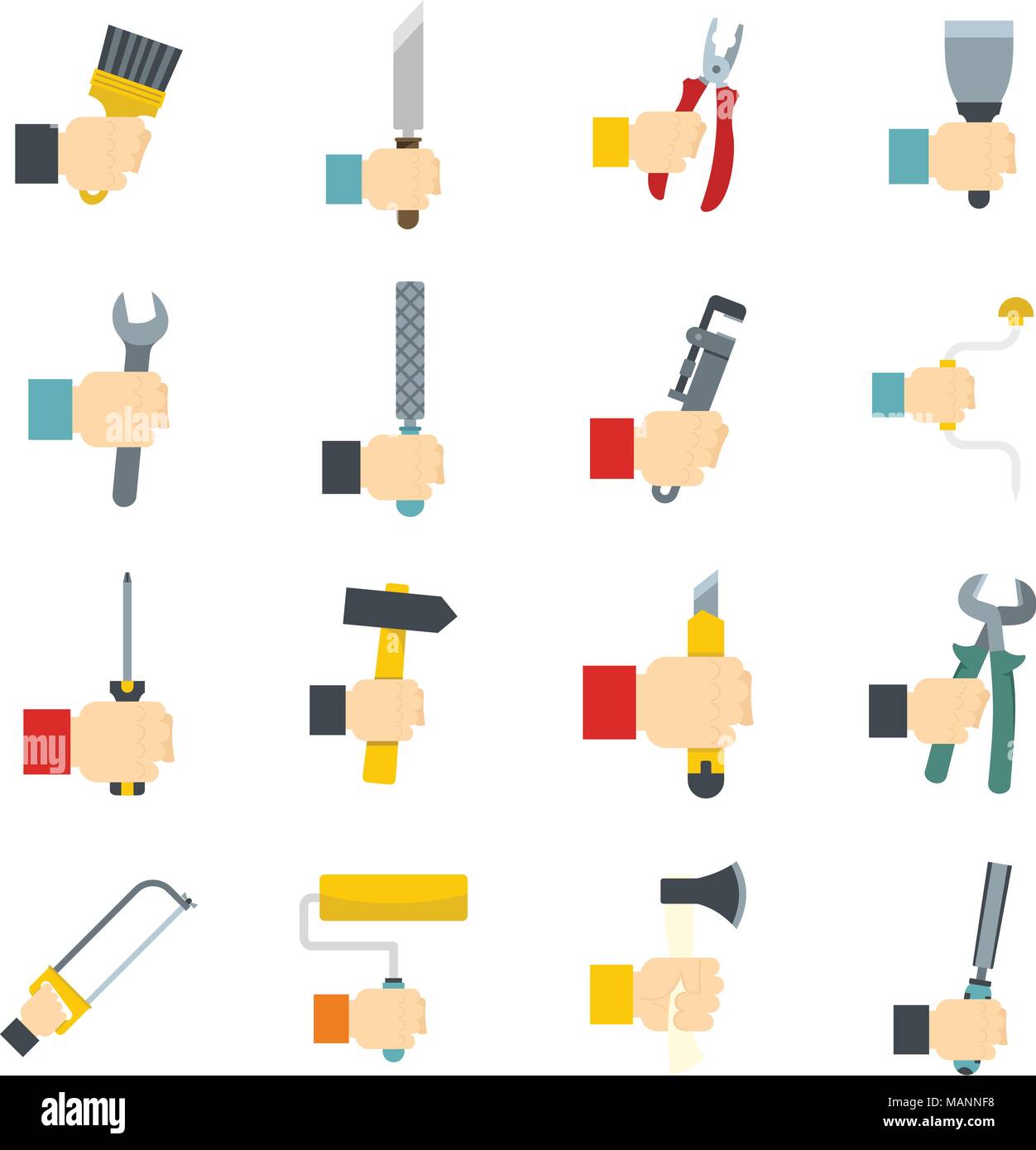 Hand tool icons set vector flat Stock Vector Image & Art - Alamy
