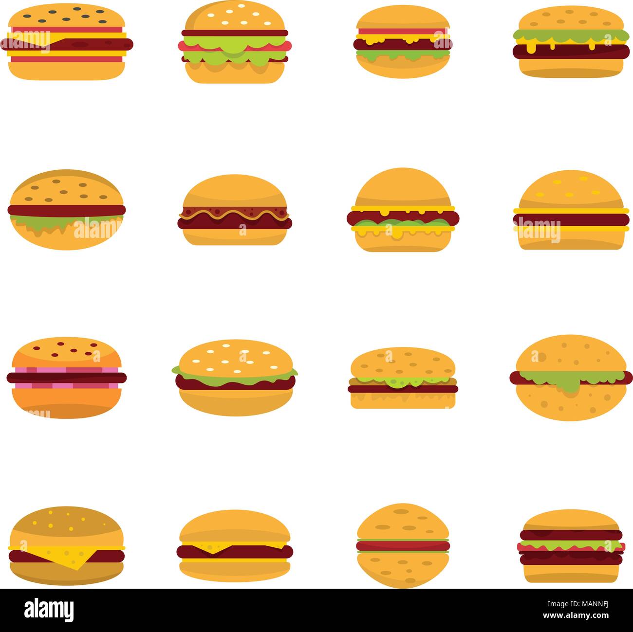 Burger icons set vector flat Stock Vector Image & Art - Alamy