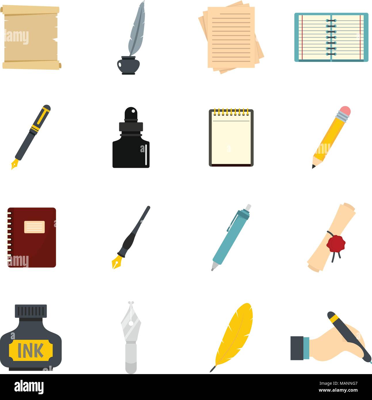Writing icons set vector flat Stock Vector Image & Art - Alamy