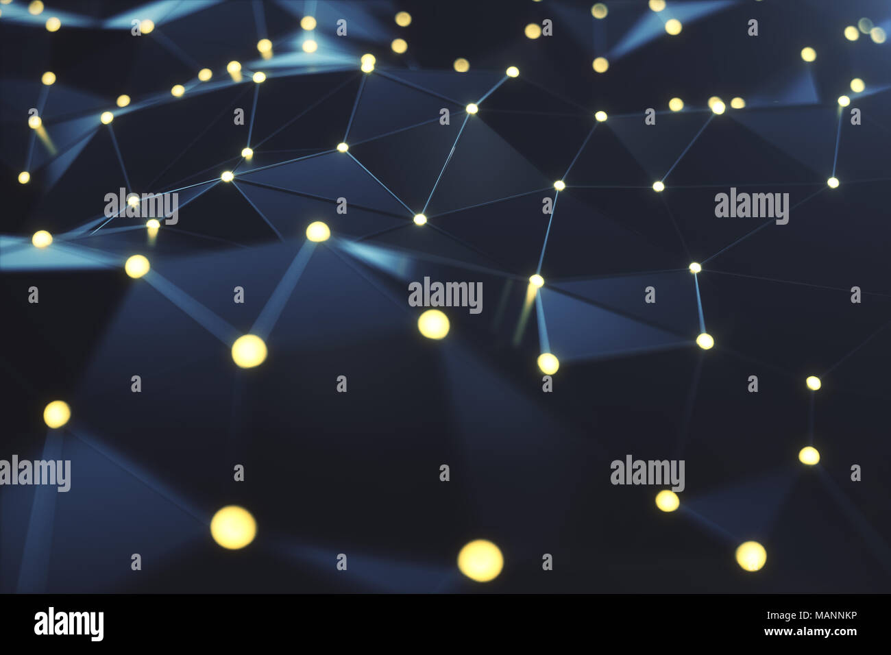 3D Rendering Abstract futuristic connection lines and glowing dots. Supercomputer technology ...