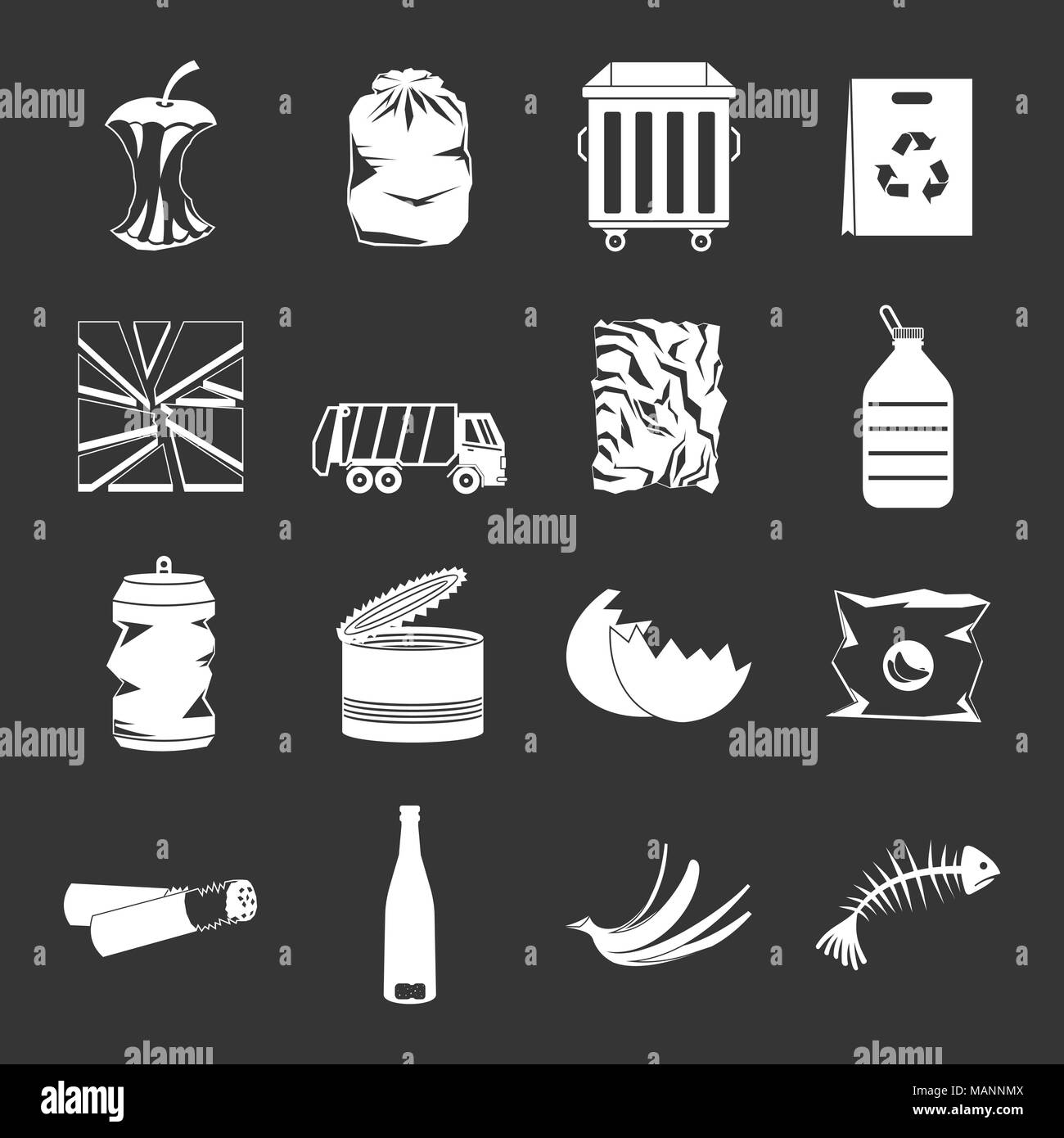 Waste and garbage icons set grey vector Stock Vector Image & Art - Alamy