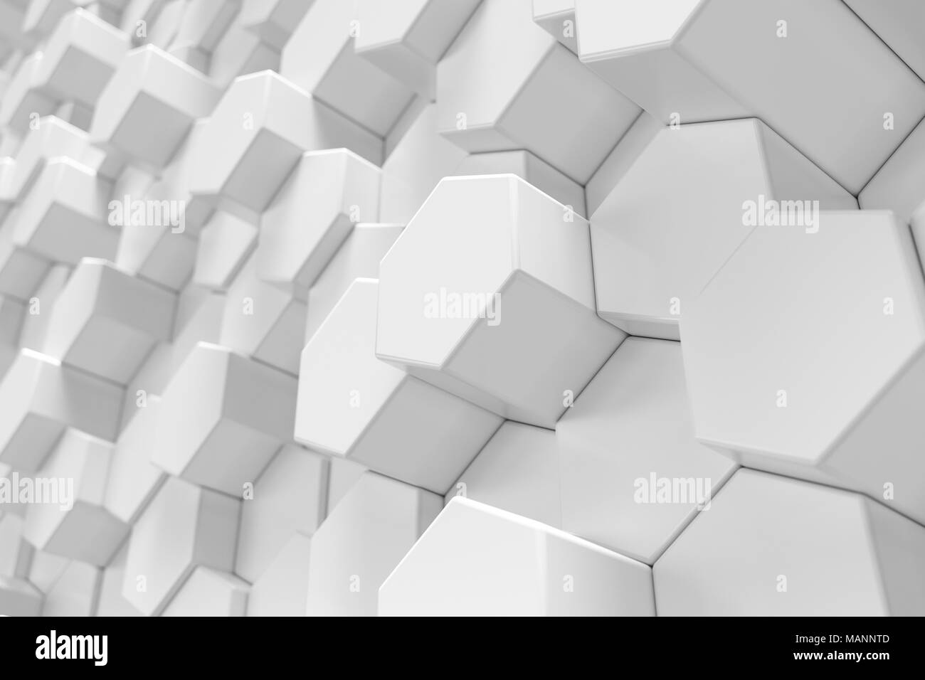 3D Rendering white geometric hexagonal abstract background Stock Photo - Alamy