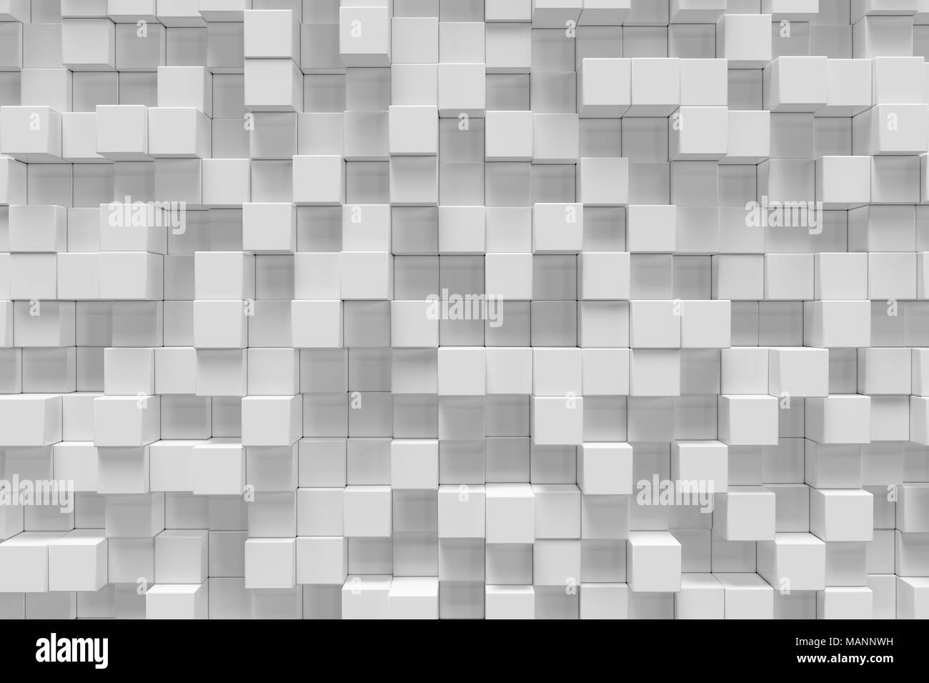 White geometric cube, cubical, boxes, squares form abstract background ...