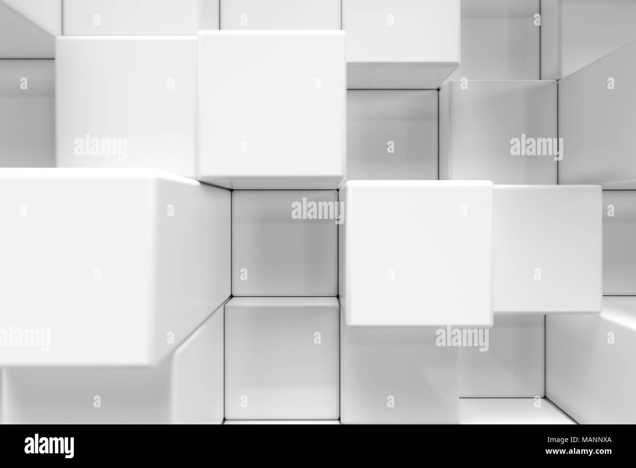 White geometric cube, cubical, boxes, squares form abstract background ...