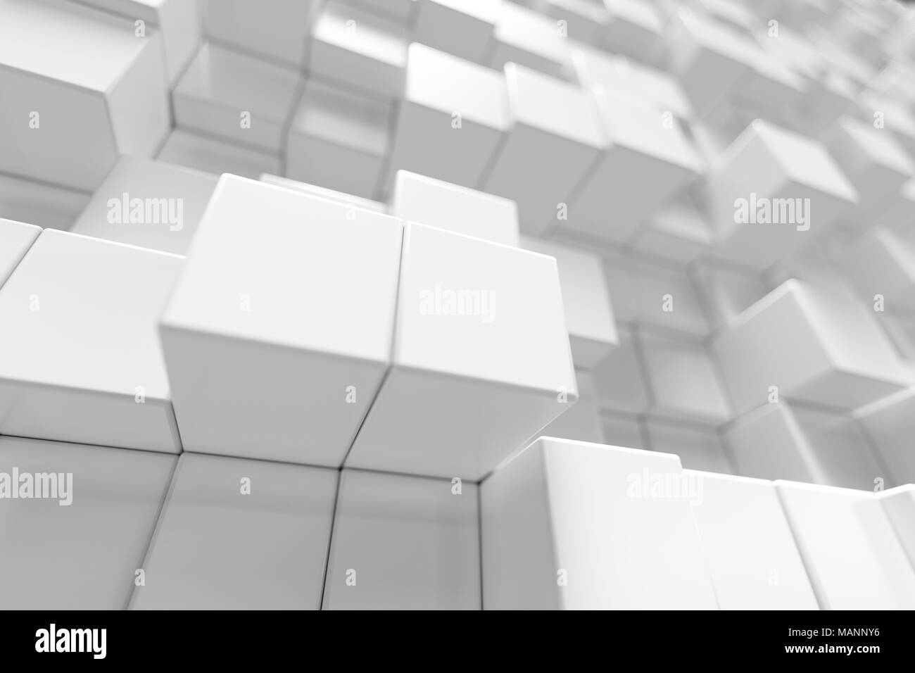 White geometric cube, cubical, boxes, squares form abstract background ...