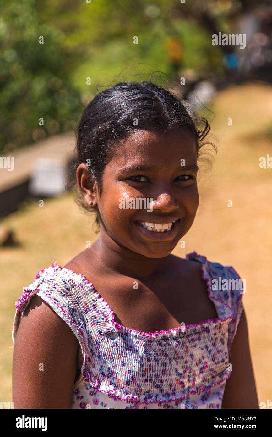 MATARA, SRI LANKA - JANUARY 25, 2014: Unidentified girl from Matara ...