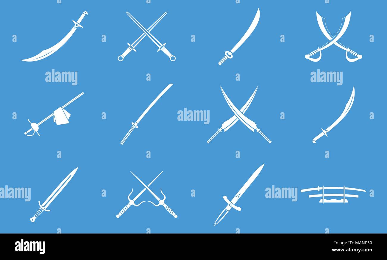 Sword icon blue set vector Stock Vector Image & Art - Alamy