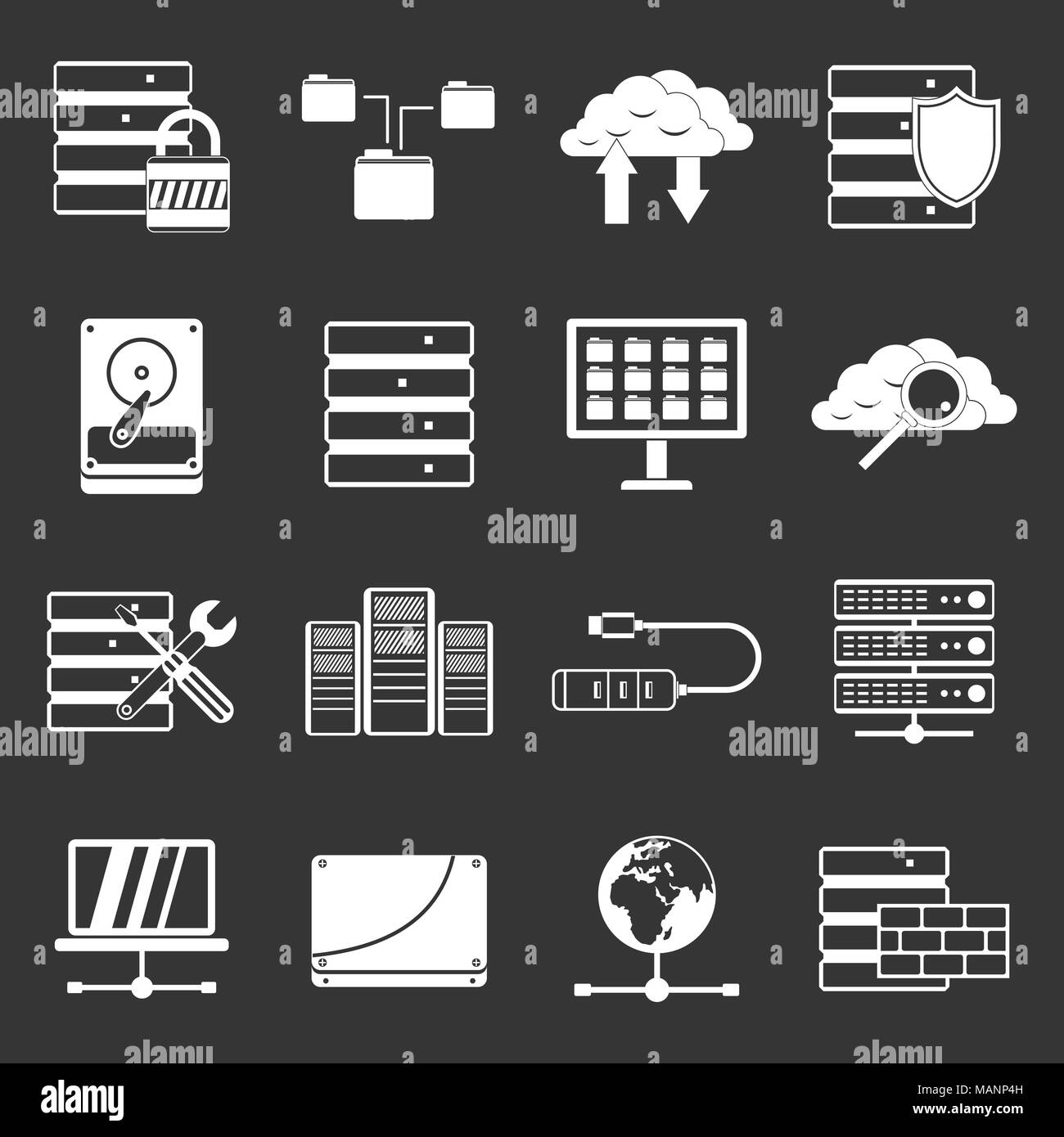 Database symbol simple icons Black and White Stock Photos & Images - Alamy