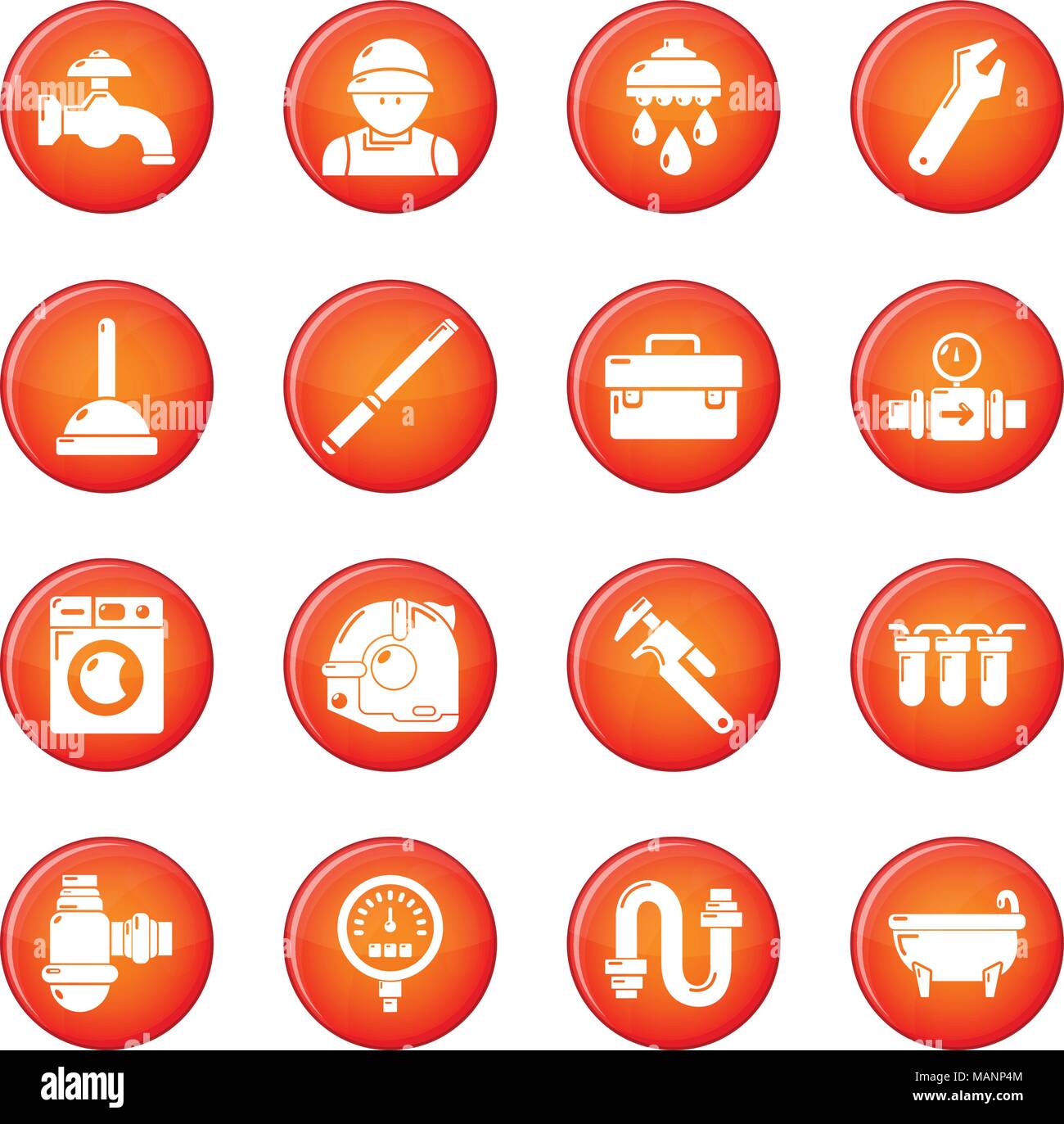 Plumber symbols icons set red vector Stock Vector Image & Art - Alamy