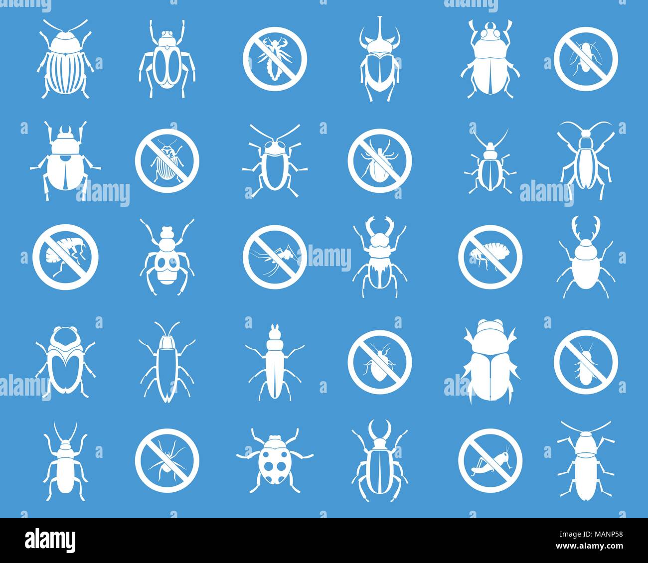 Bugs icon blue set vector Stock Vector Image & Art - Alamy