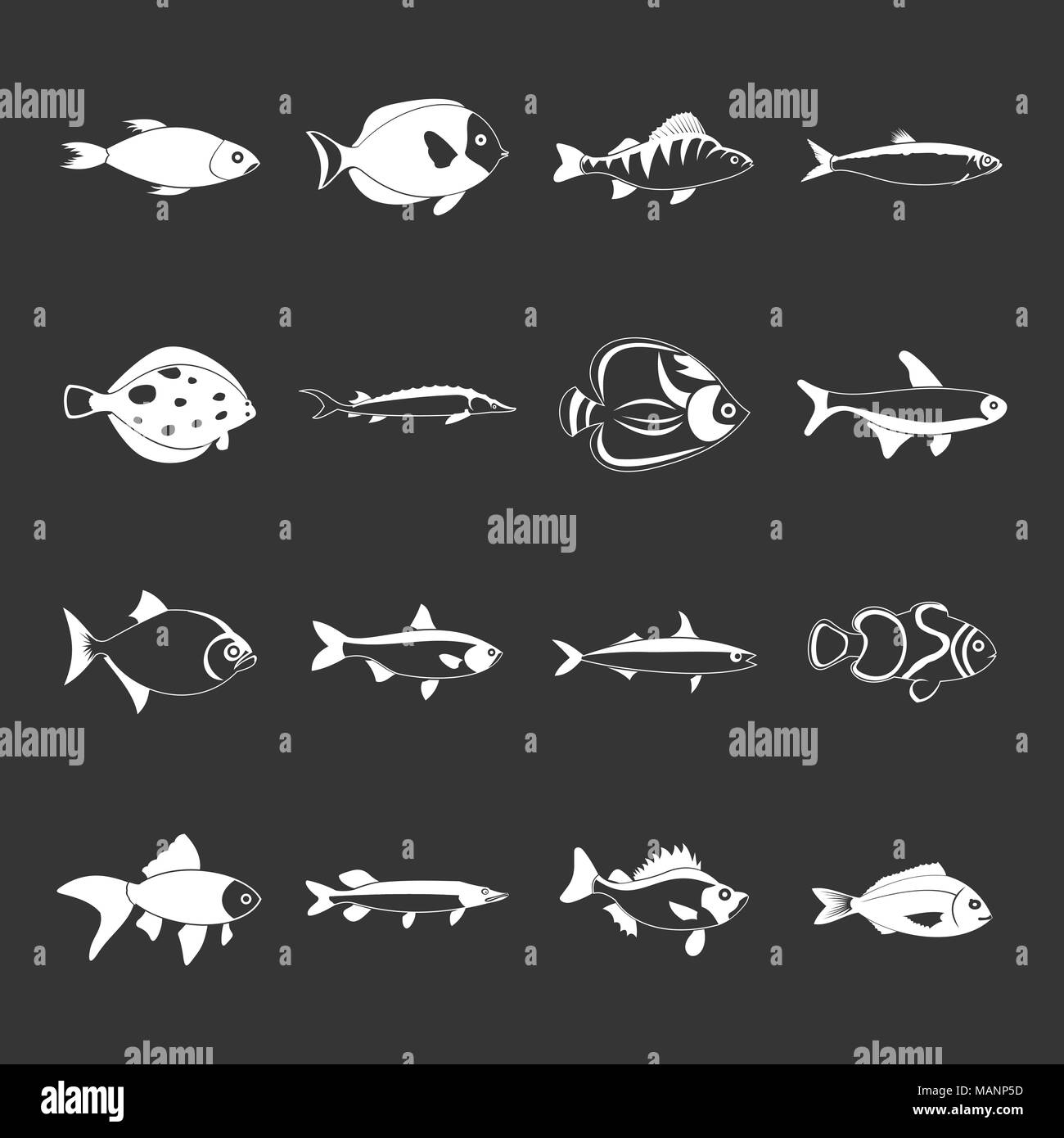 Fish icons set grey vector Stock Vector Image & Art - Alamy