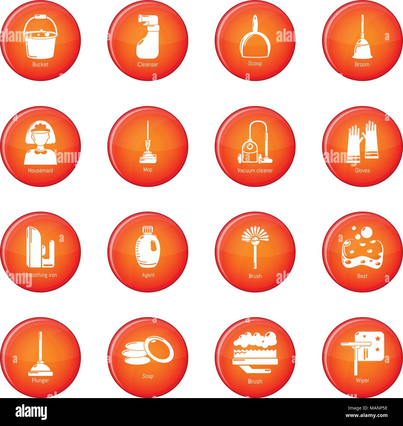 Cleaning tools icons set red vector Stock Vector Image & Art - Alamy