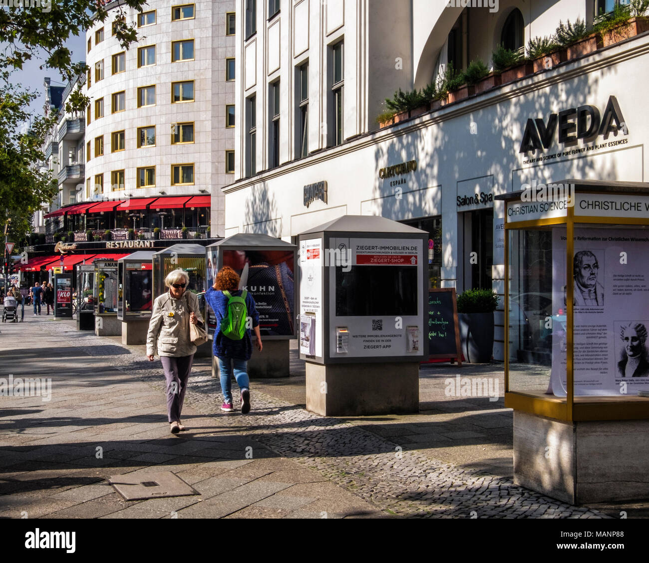 Berlin, Charlottenburg. Kurfürstendamm shopping street view with shops ...