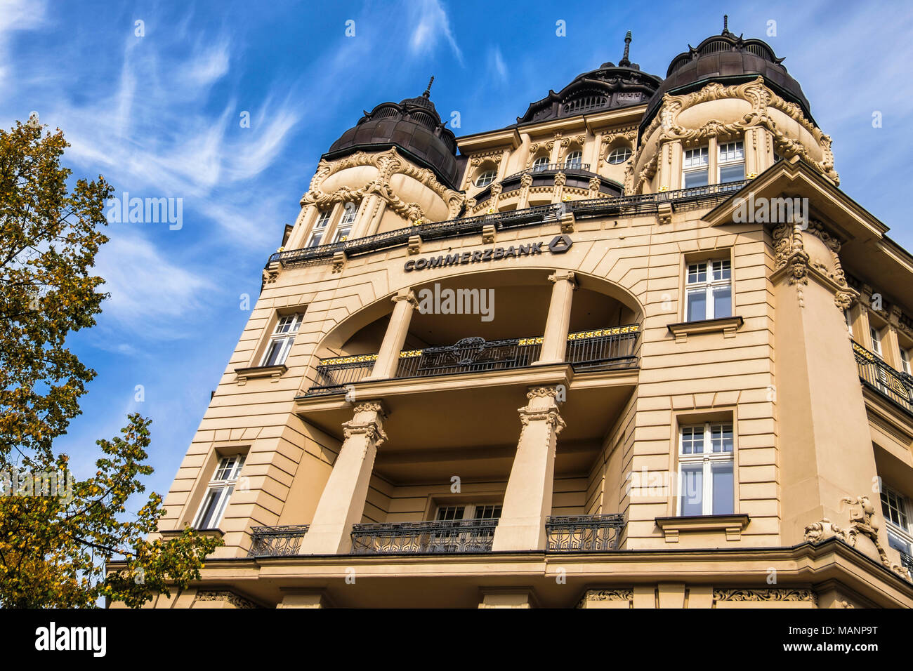 Berlin, Charlottenburg. Commerzbank. High street bank exterior.Old ...