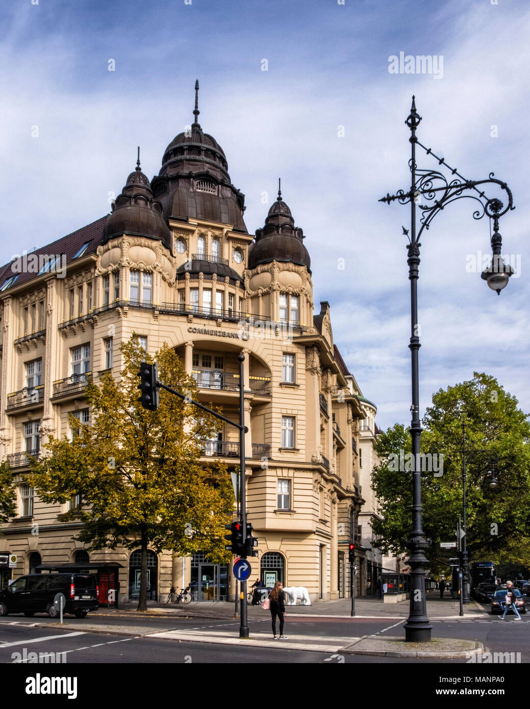 Berlin, Charlottenburg. Commerzbank. High street bank exterior.Old ...
